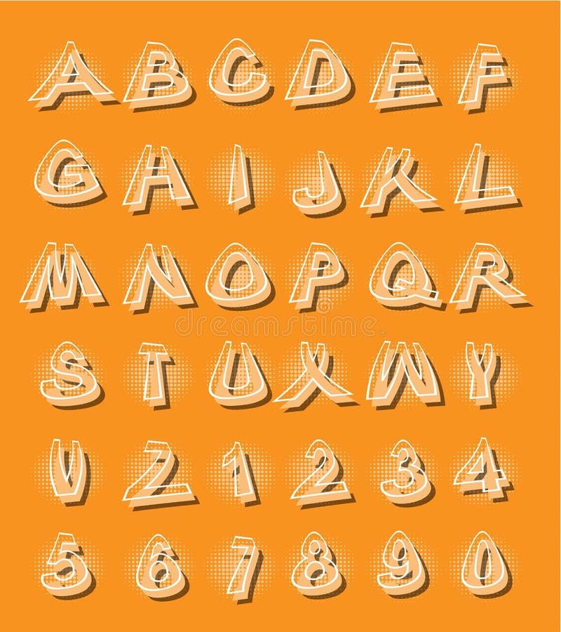 Alphabet in Modern Style with Distorted Letters with Shading Red Stock ...