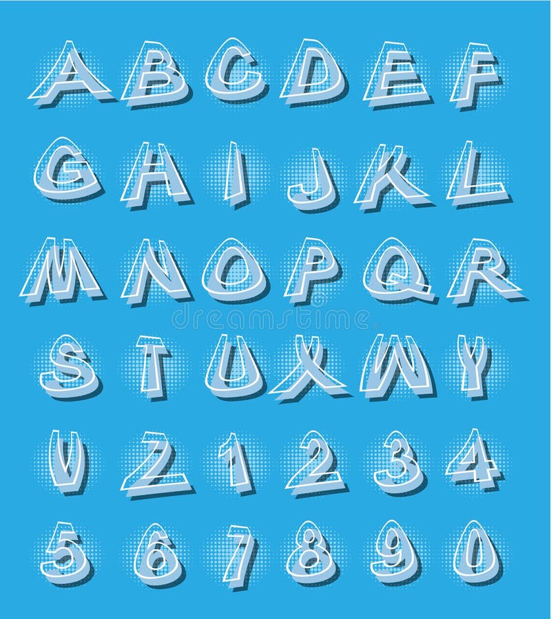 Alphabet in Modern Style with Distorted Letters with Shading White ...