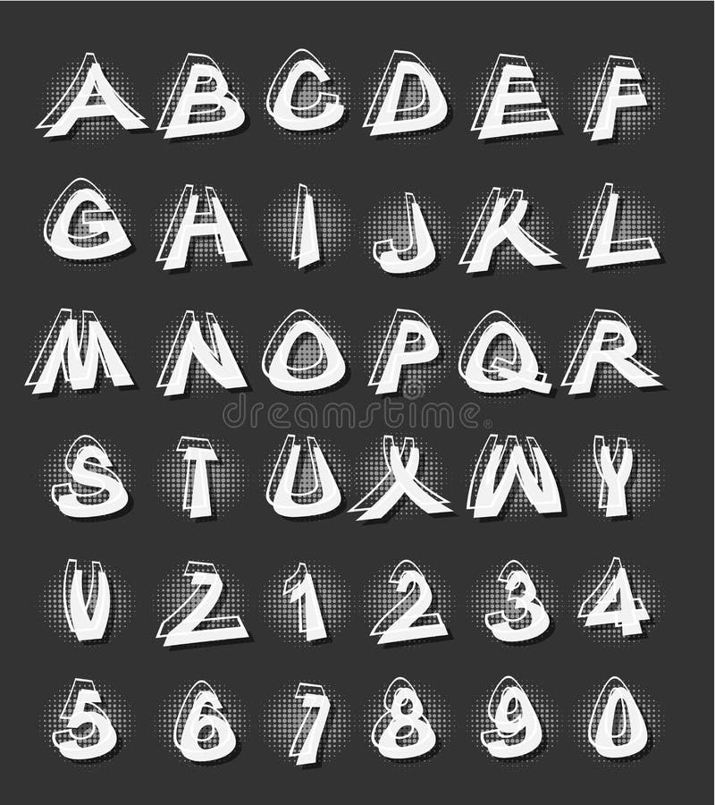 Alphabet in Modern Style with Distorted Letters with Shading White ...