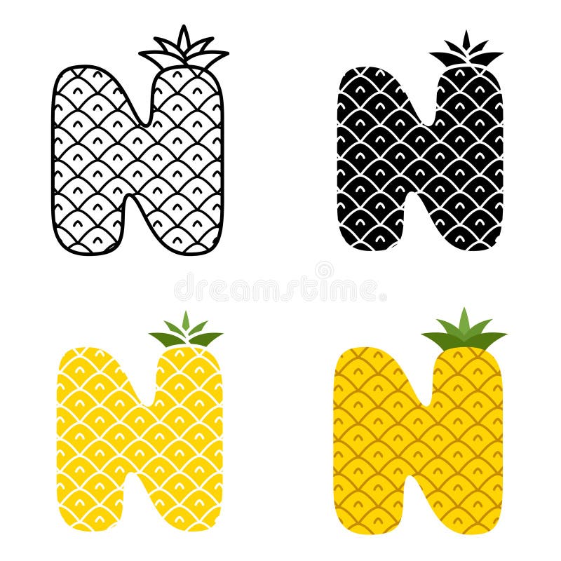 Alphabet N in Flat Style Isolated Stock Vector - Illustration of black ...