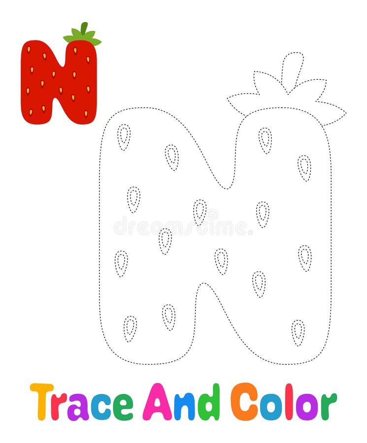 Alphabet N Tracing Worksheet for Kids Stock Vector - Illustration of ...