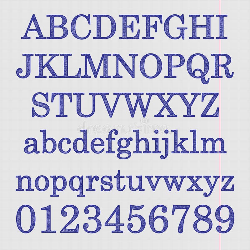 Alphabet on notebook sheet stock vector. Illustration of blank - 40500454