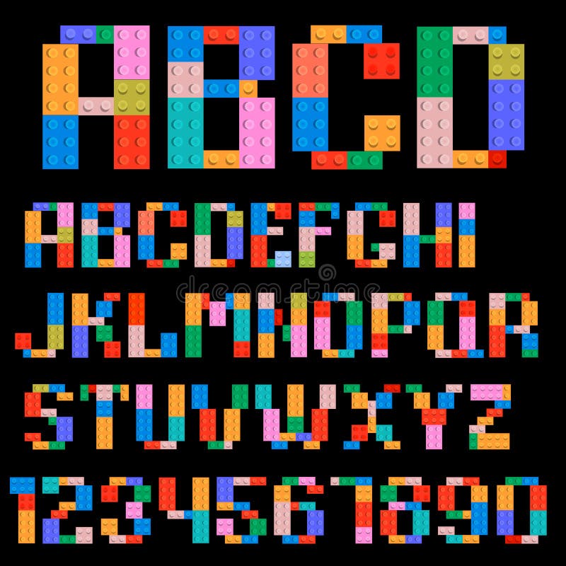 Building Blocks Alphabet Font Stock Vector - Illustration of reading ...