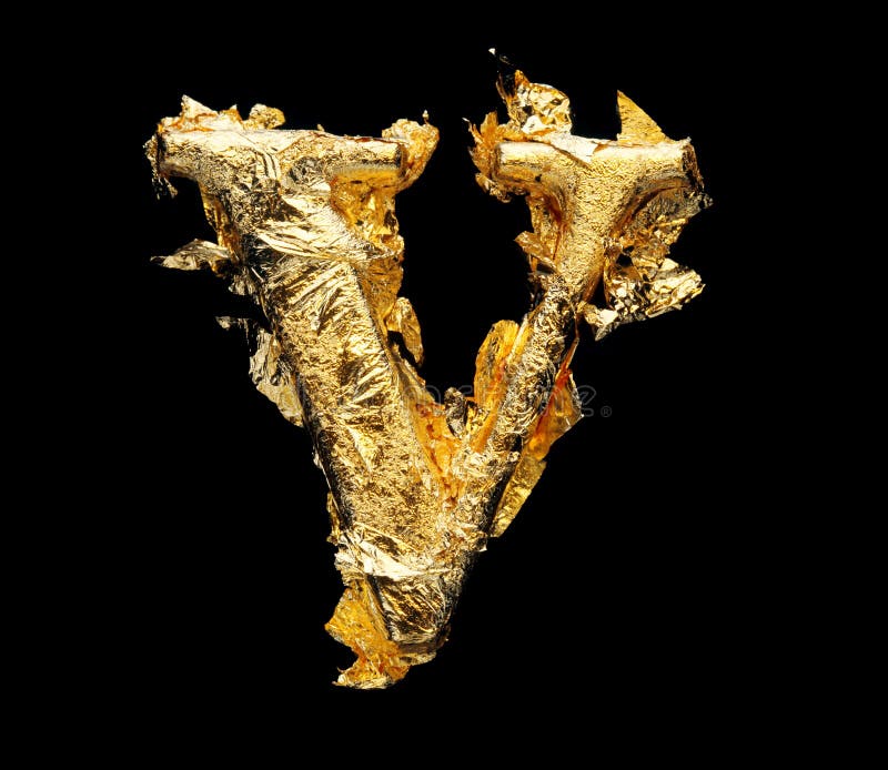 Alphabet and Numbers in Rough Gold Leaf Stock Image - Image of rough ...