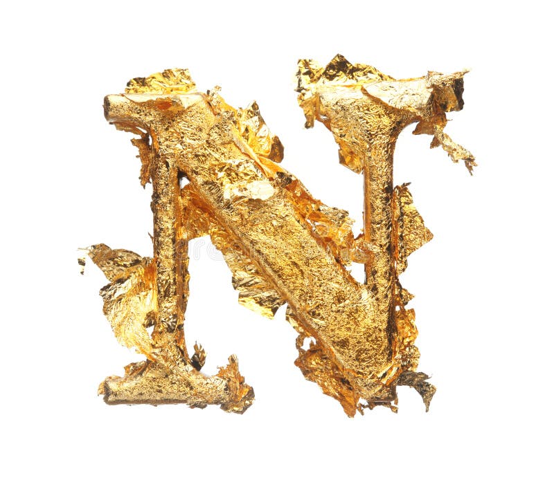 Alphabet and Numbers in Rough Gold Leaf Stock Photo - Image of letters ...