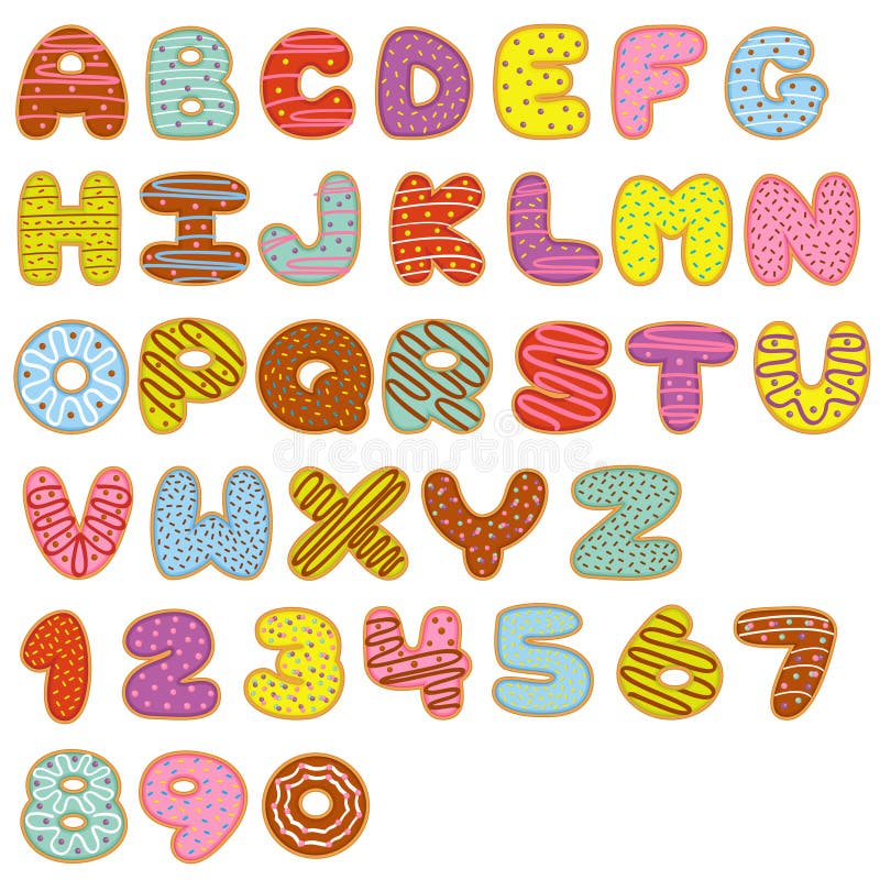 Donut Icing Latters, Font of Donuts. Bakery Sweet Alphabet. Letters and ...