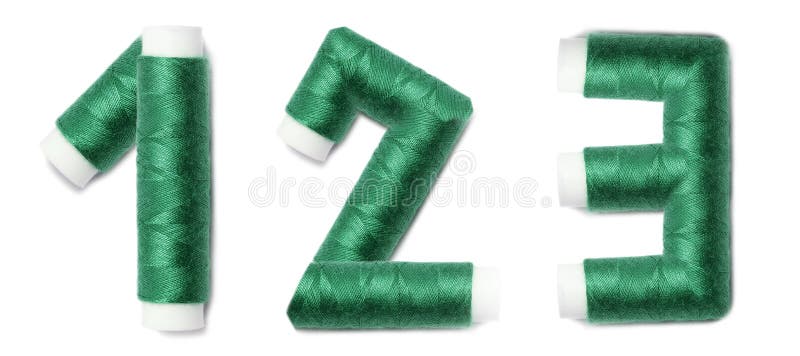 Alphabet Numbers of 1, 2, 3 from Thread Spools, Isolated on White ...
