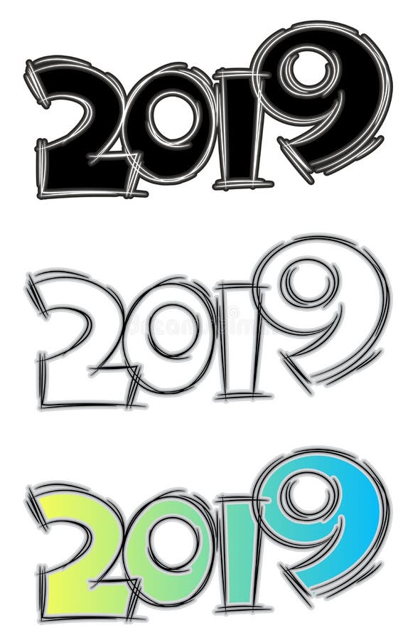 Alphabet Numeric 2019 Color Set Stock Photo - Image of numeric, year ...