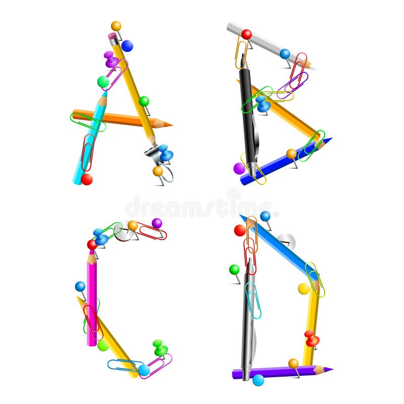 Alphabet office ABCD stock vector. Illustration of clamp - 16076847