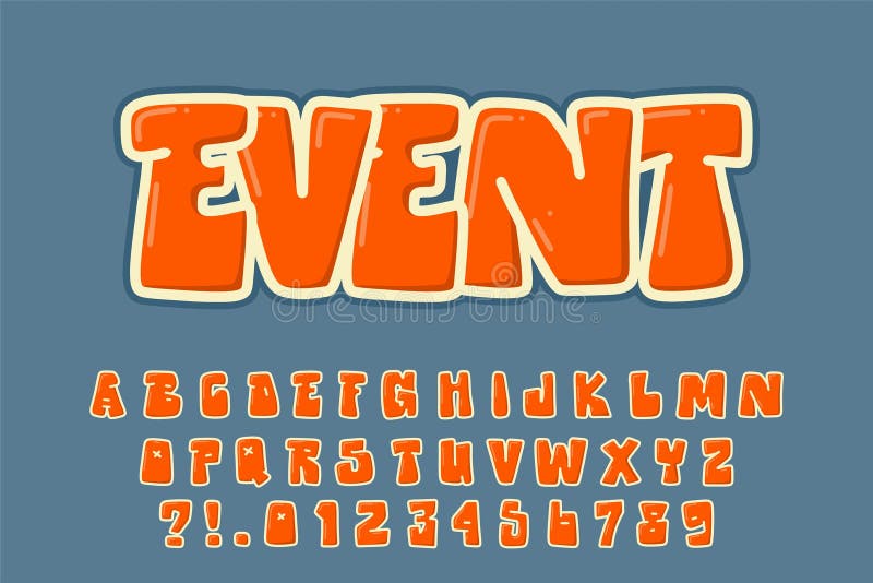 Alphabet Orange Cartoon Graffiti Type Letters Ilustração do Vetor ...