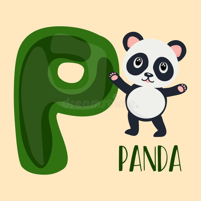 ALPHABET P Panda Vector Educational Animals Alphabet P is for Panda ...