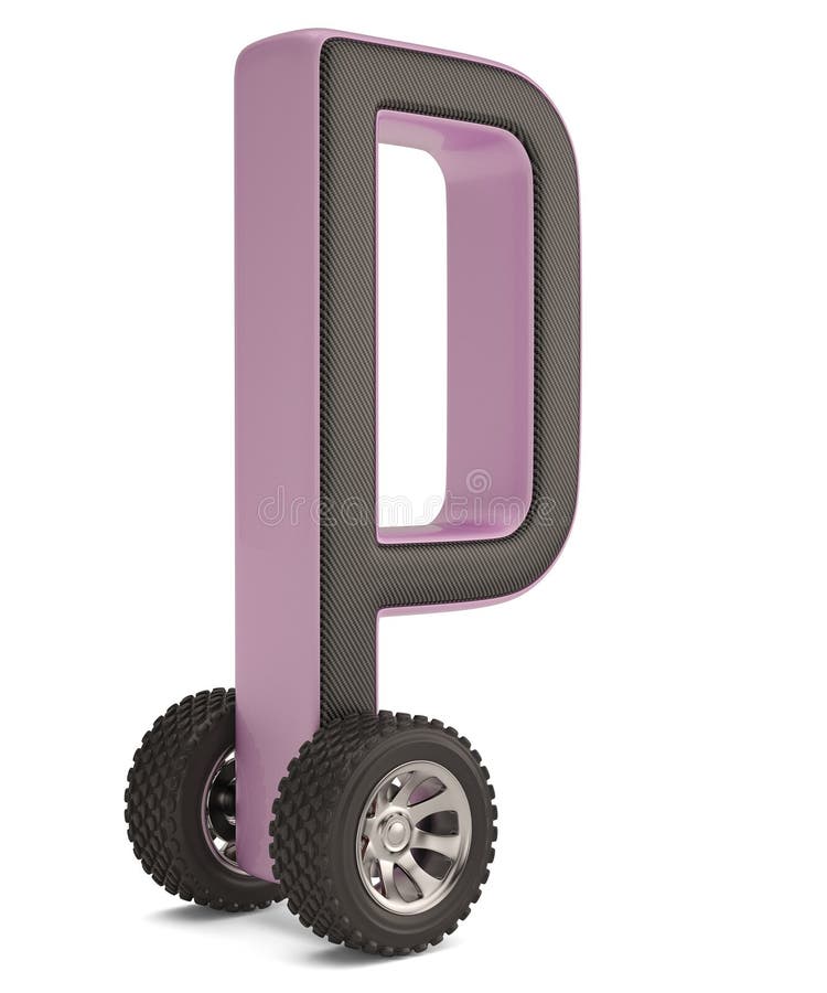 Alphabet P with Wheels Isolated on White Background 3D Illustration ...