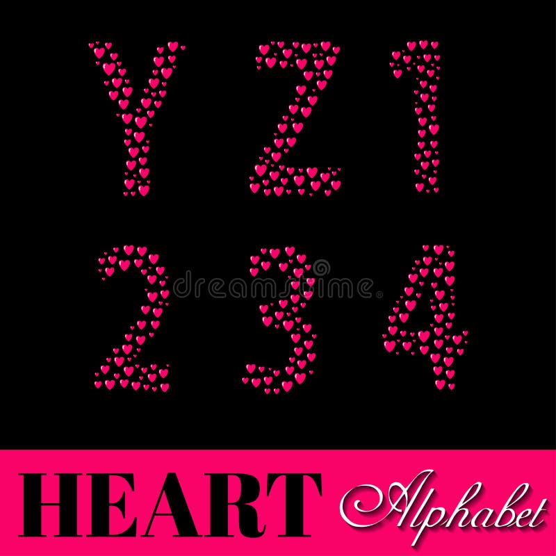 Alphabet of Pink Hearts Vector Illustration Stock Vector - Illustration ...