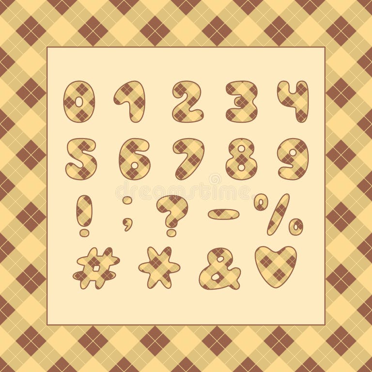 Alphabet Plaid Pattern Design. Numbers and Punctuation Marks. EPS 10 ...
