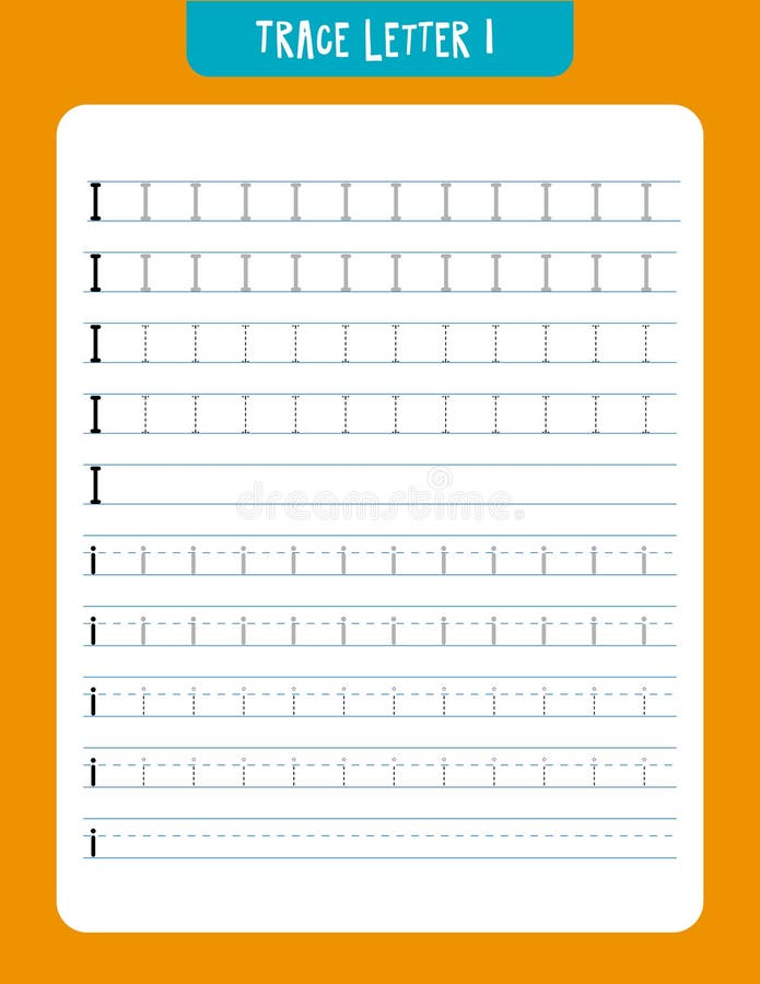 Alphabet Practice Worksheet for Kids Trace the Letter I Educational ...