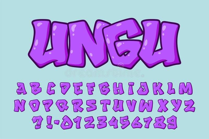 Alphabet Purple Bubble Graffiti Type Letters Stock Vector ...