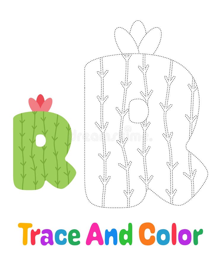 Alphabet R Tracing Worksheet for Kids Stock Vector - Illustration of ...