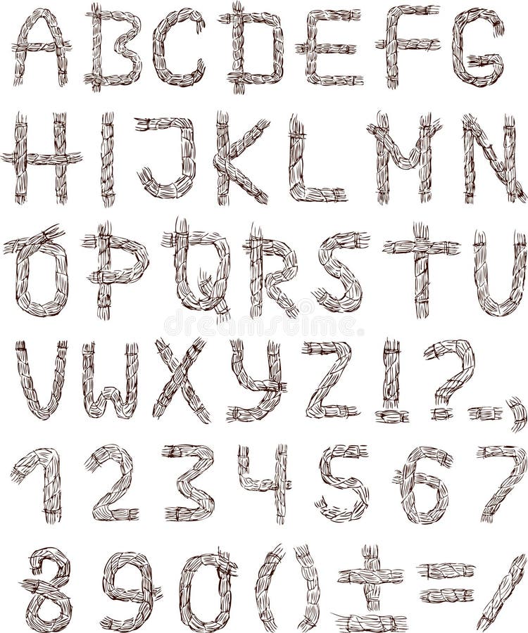 Hand Drawn Alphabet - Rope or String Stock Vector - Illustration of ...