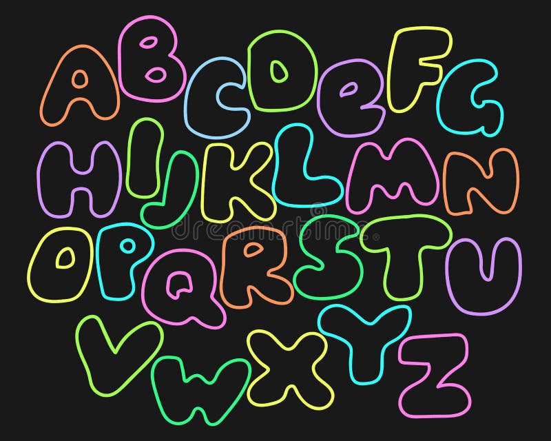 Alphabet rougeoyant drôle illustration de vecteur. Illustration du ...