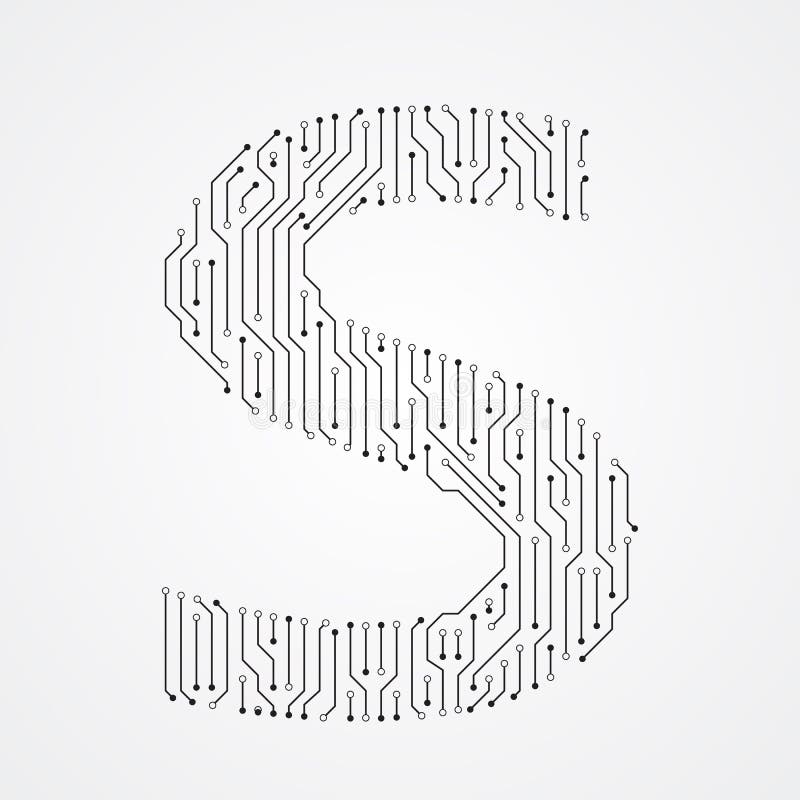 Alphabet S Shape Digital Line Design Stock Vector - Illustration of ...