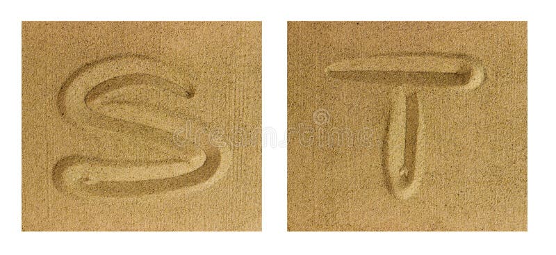 Alphabet S-T on sand stock image. Image of alphabet, copy - 31697153