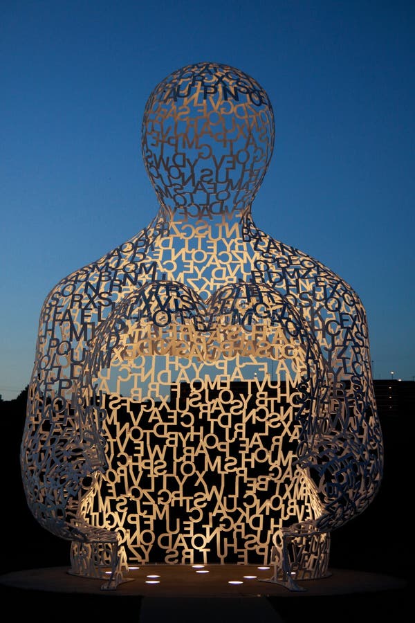 Alphabet Sculpture at Night Editorial Photo - Image of white, letters ...
