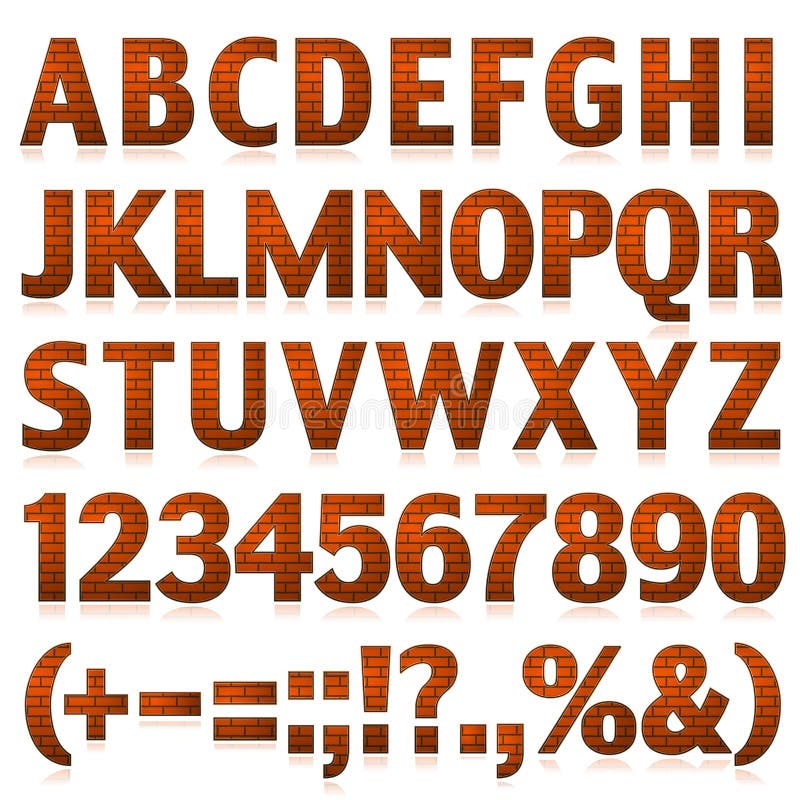 Set brick alphabet stock illustration. Illustration of cement - 17013484