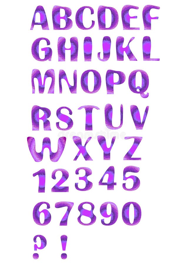 Alphabet Purple Mosaic Texture Design, Uppercase Letters, Numbers ...