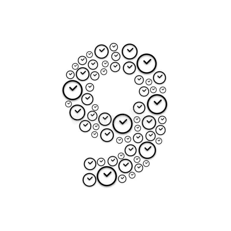 Letter N with Nine Cartoon Illustration Stock Vector - Illustration of ...