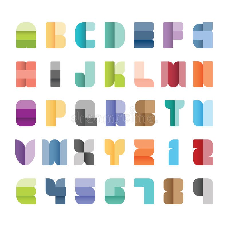 Alphabet Set,vector Illustration.type Font Paper Colour Style. Stock ...