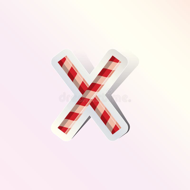 Alphabet Small Letter X in Candy Cane Design. Vector Illustration ...