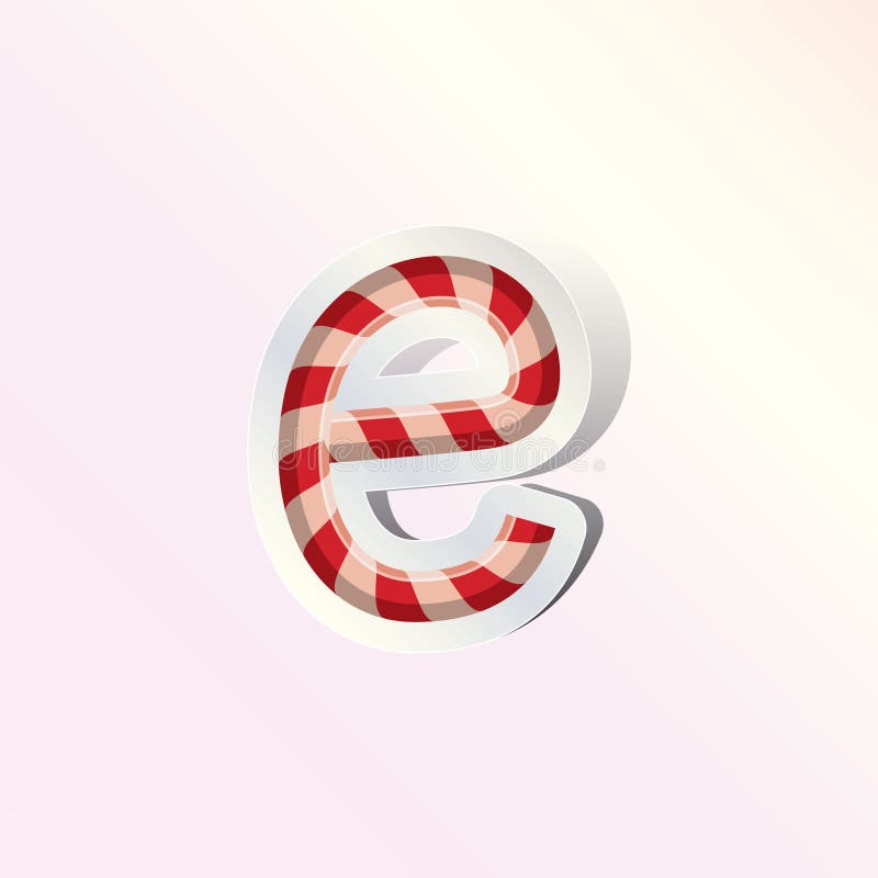 Alphabet Small Letter E in Candy Cane Design. Vector Illustration ...