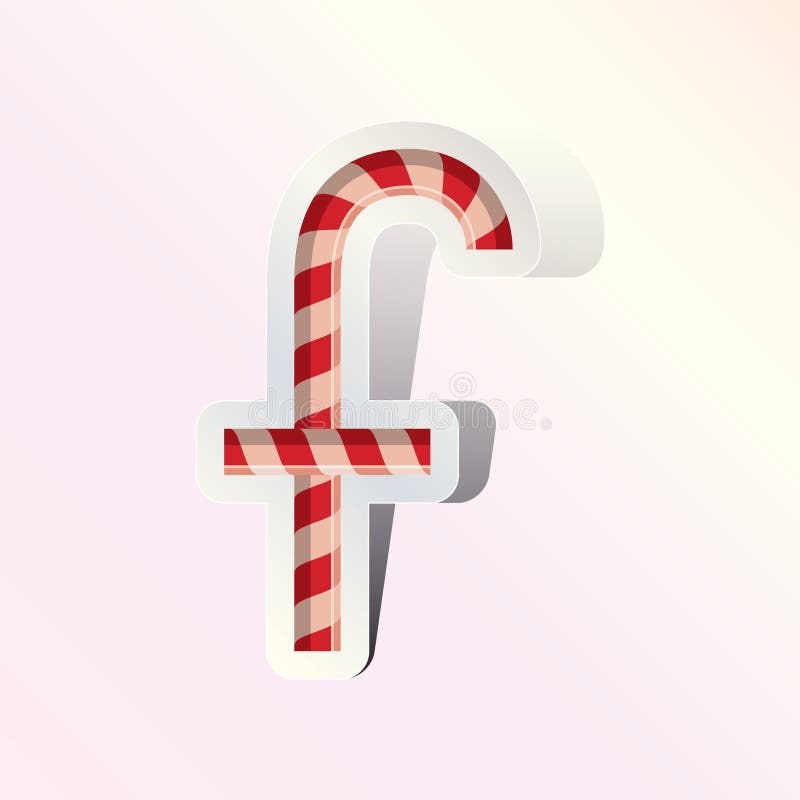 Alphabet Small Letter F in Candy Cane Design. Vector Illustration ...