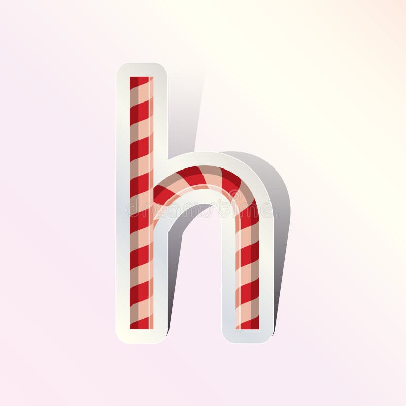 Alphabet Small Letter H in Candy Cane Design. Vector Illustration ...