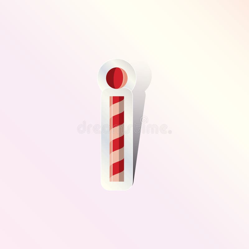 Alphabet Small Letter I in Candy Cane Design. Vector Illustration ...