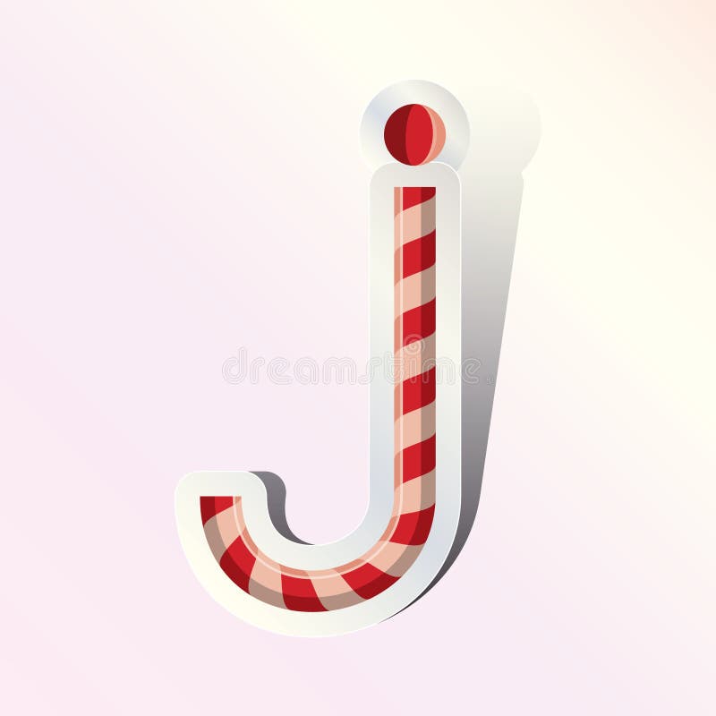 Alphabet Small Letter J in Candy Cane Design. Vector Illustration ...