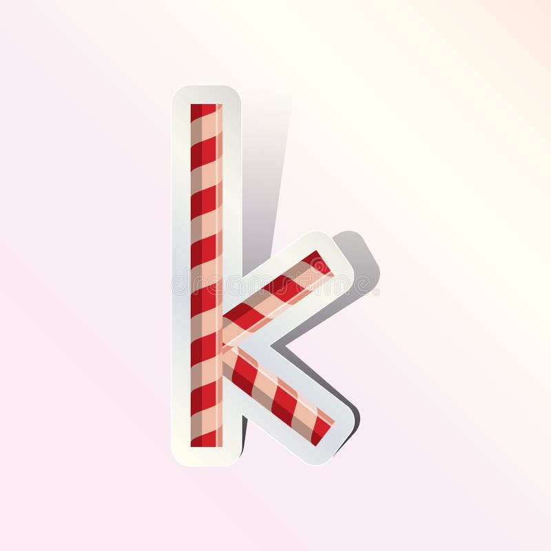 Alphabet Small Letter K in Candy Cane Design. Vector Illustration ...