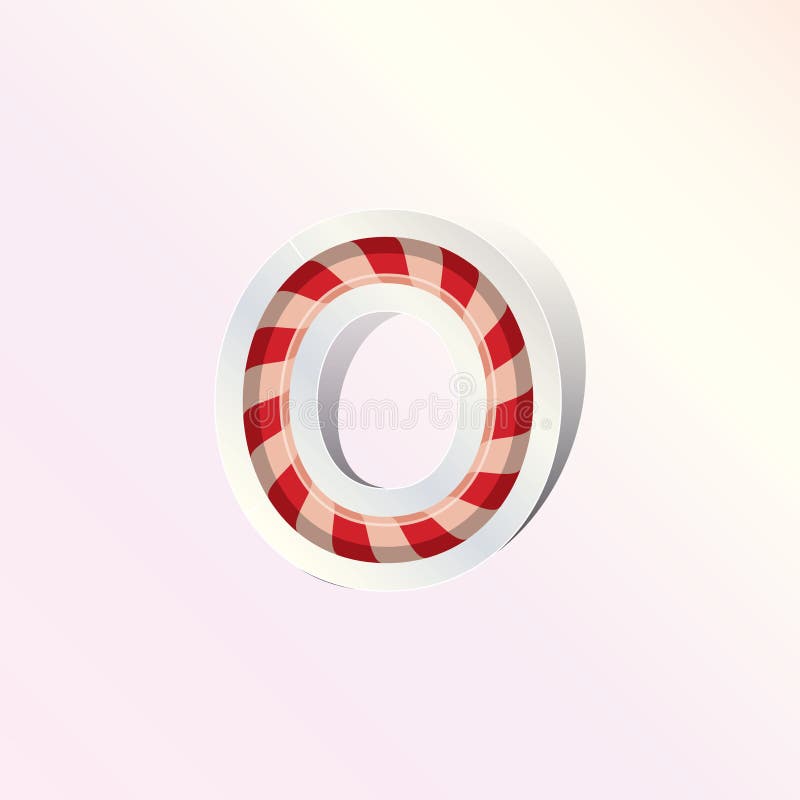 Alphabet Small Letter O in Candy Cane Design. Vector Illustration ...