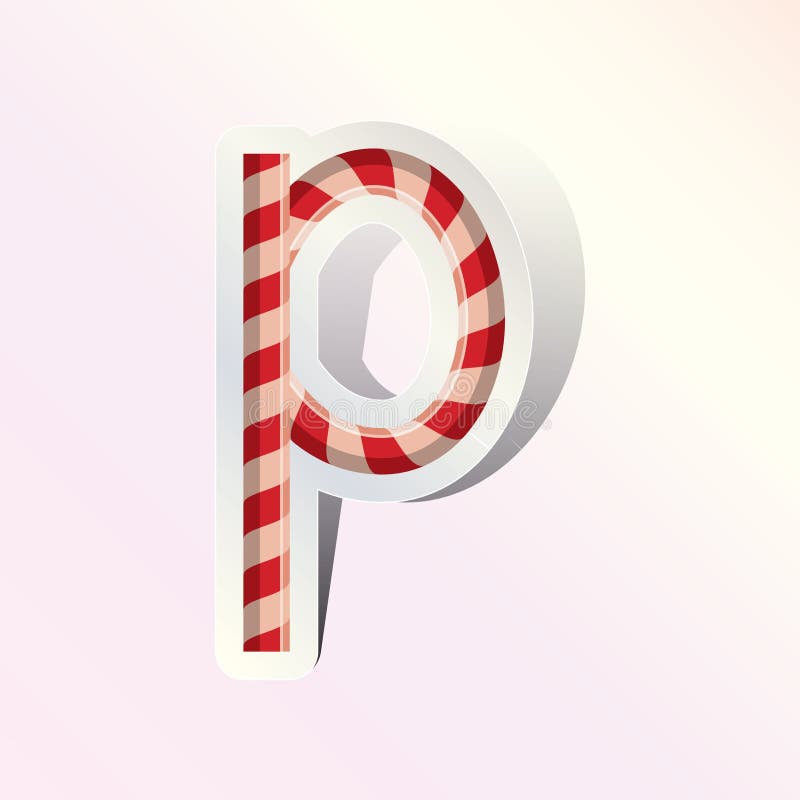 Alphabet Small Letter P in Candy Cane Design. Vector Illustration ...