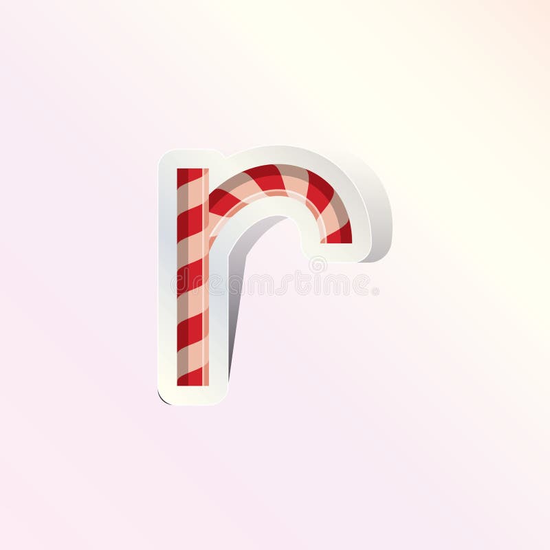 Alphabet Small Letter R in Candy Cane Design. Vector Illustration ...