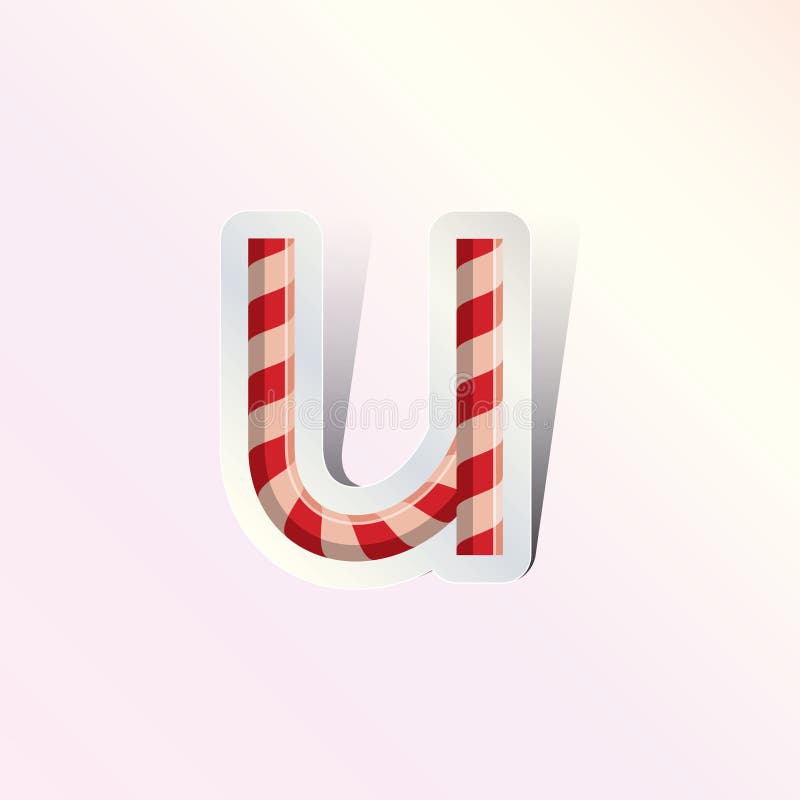 Alphabet Small Letter U in Candy Cane Design. Vector Illustration ...