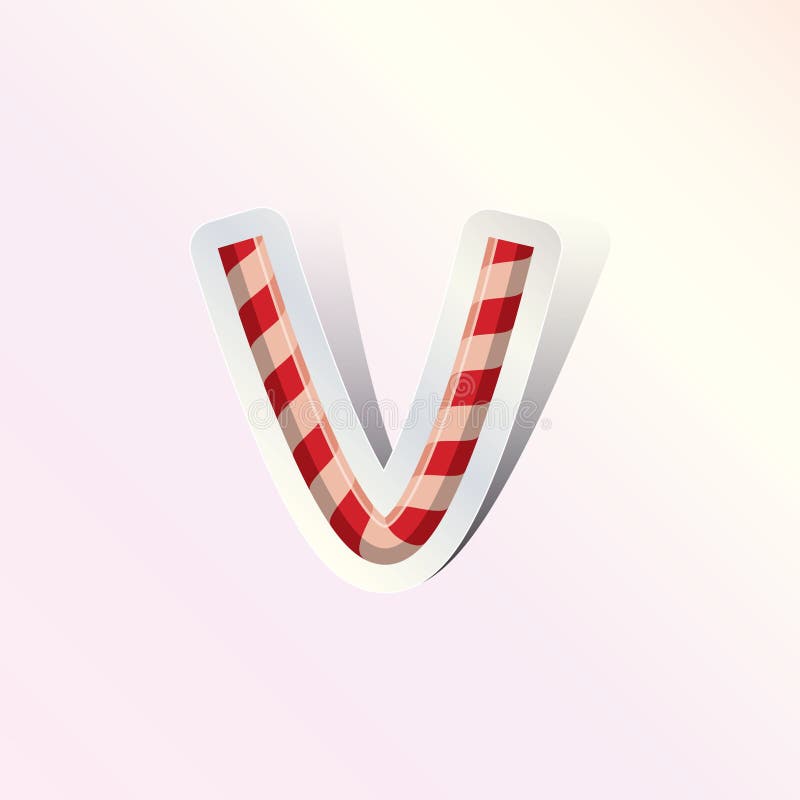 Alphabet Small Letter V in Candy Cane Design. Vector Illustration ...