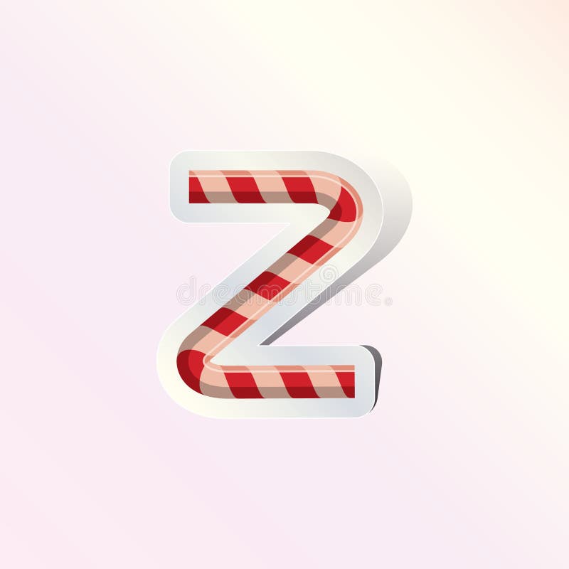 Alphabet Small Letter Z in Candy Cane Design. Vector Illustration ...