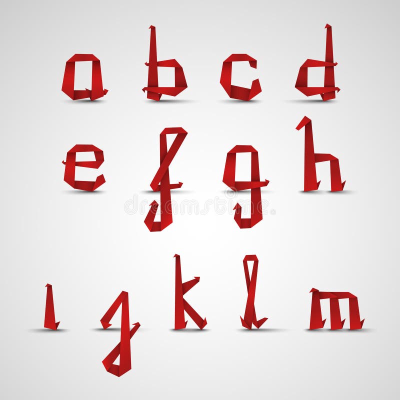 Alphabet with Small Red Folded Paper Letters Template Stock Vector ...