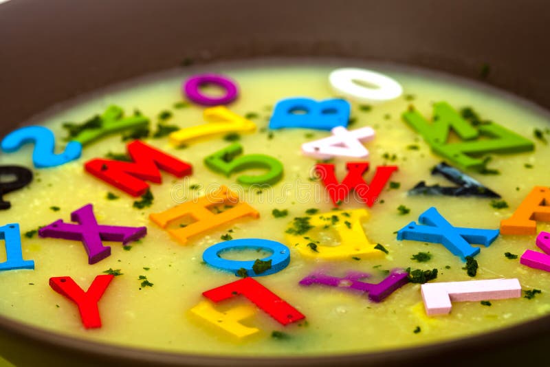 Alphabet soup stock image. Image of healthy, letters - 210670993