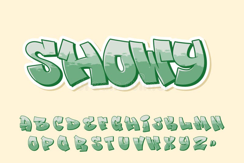 Alphabet Street Green Graffiti Font Type Cartoon Vector Stock Vector ...