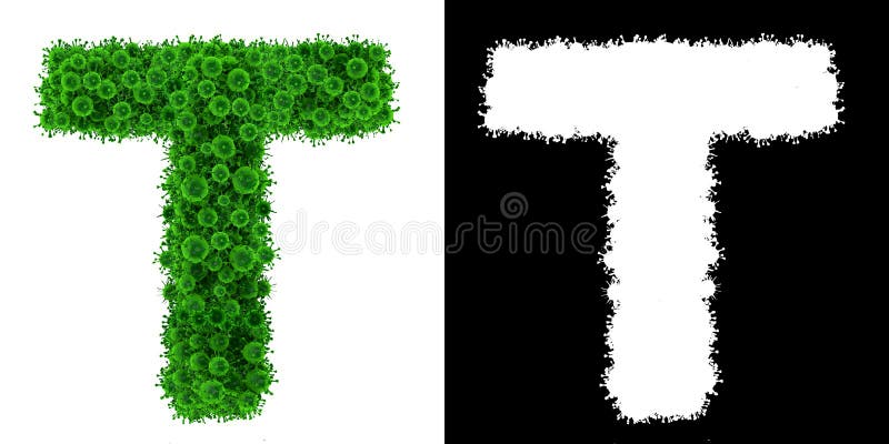 Alphabet T Made of Bacteria with Alpha Mask, Alphabet T Made of Virus ...