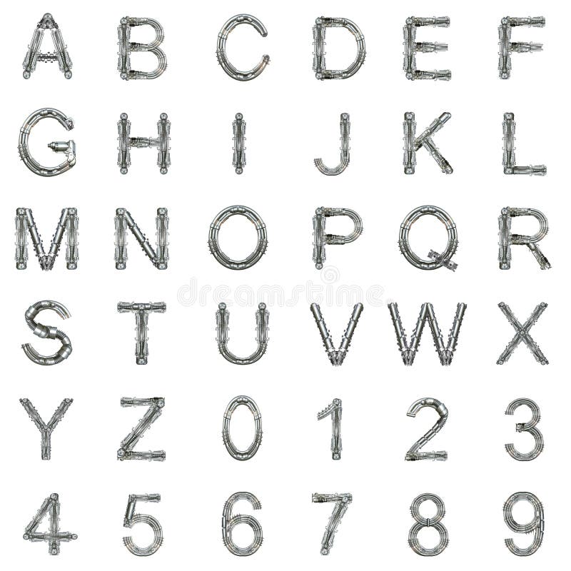 3d Copper Pipe Letters and Numbers Stock Illustration - Illustration of ...