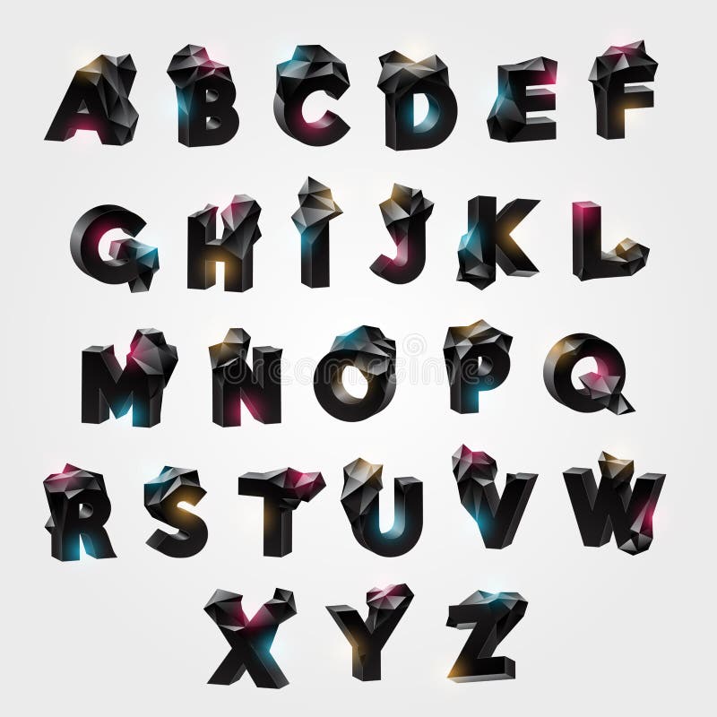 Set of Alphabet, Capital Letters, Simple Geometric Shapes Stock Vector ...