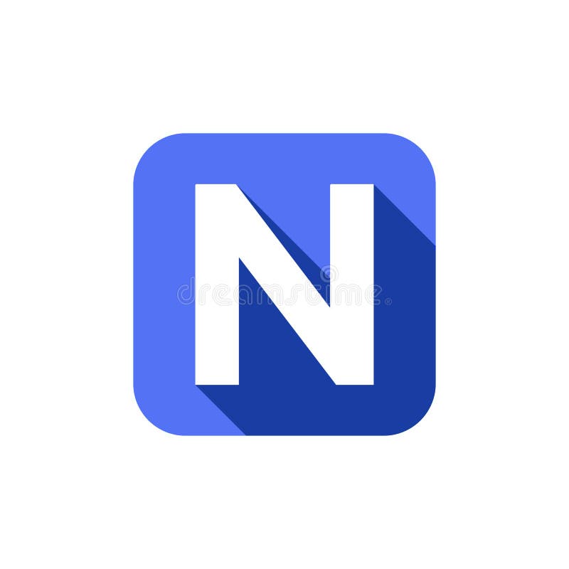 Alphabet, Text Symbol Flat Icon N Letter with Long Shadow Sign Template ...